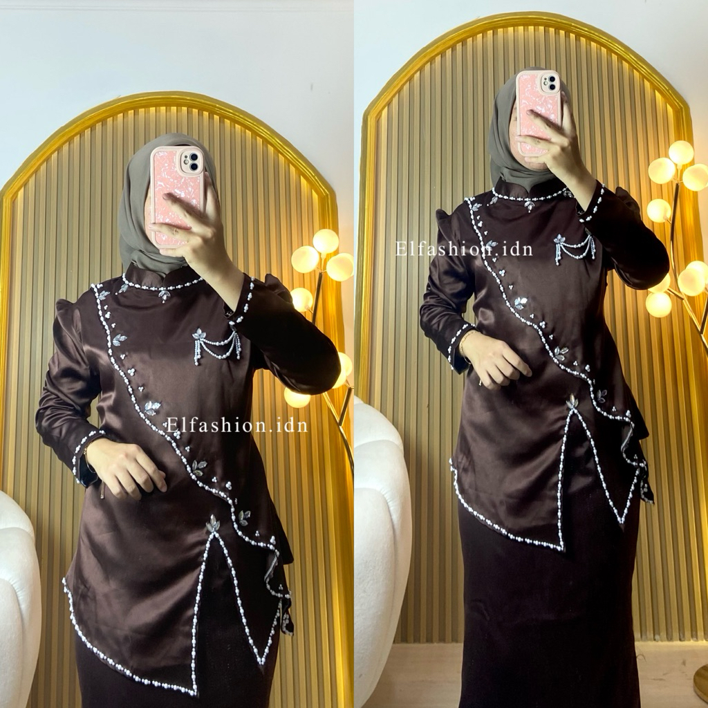 Jual Azahra kurung melayu satu stell rok satin setelan Muslim Wanita ...