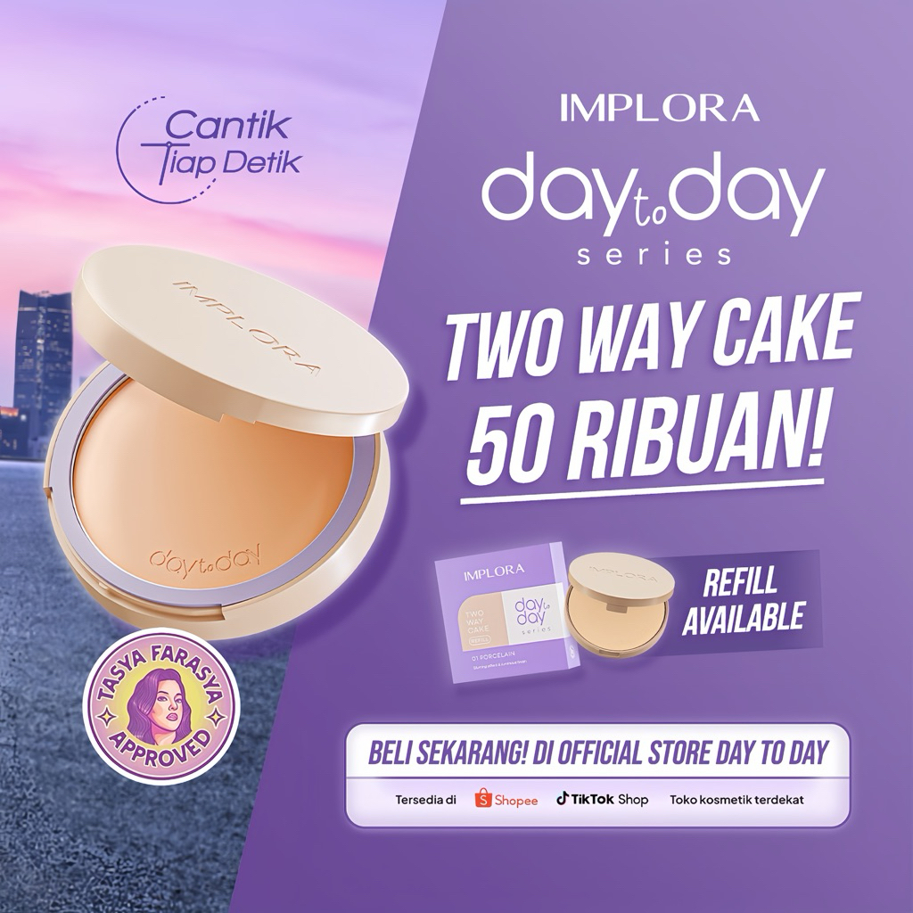 Jual Implora Day to Day Two Way Cake| Bedak Padat | Medium to full ...