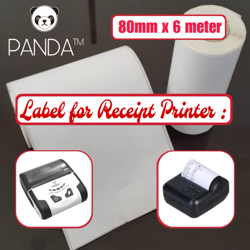 Jual Label Sticker Thermal 80MM X 6M untuk Printer Panda Bluetooth PRJ ...
