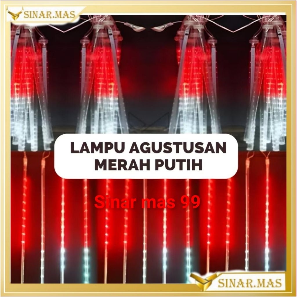 Jual lampu meteor merah putih 8 batang dan 10 batang 50 cm lampu hias ...