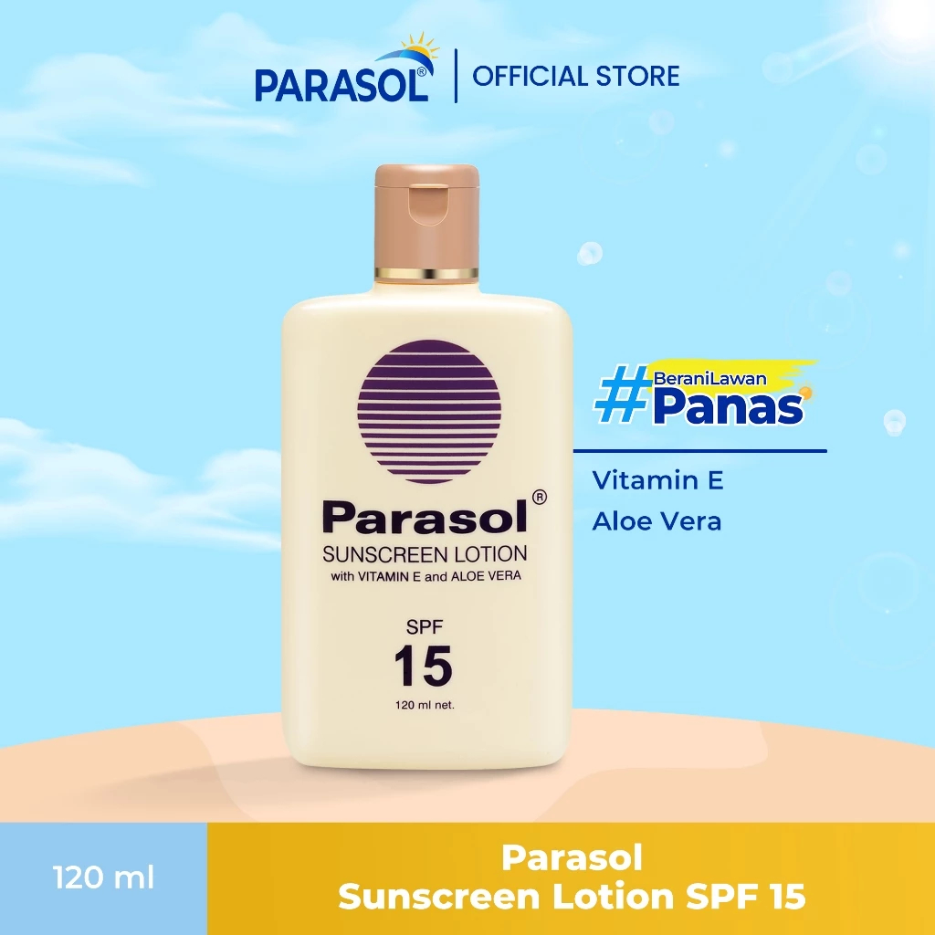 Jual Parasol Sunscreen Lotion Spf 15 With Vitamin E dan Aloevera - 120 ...