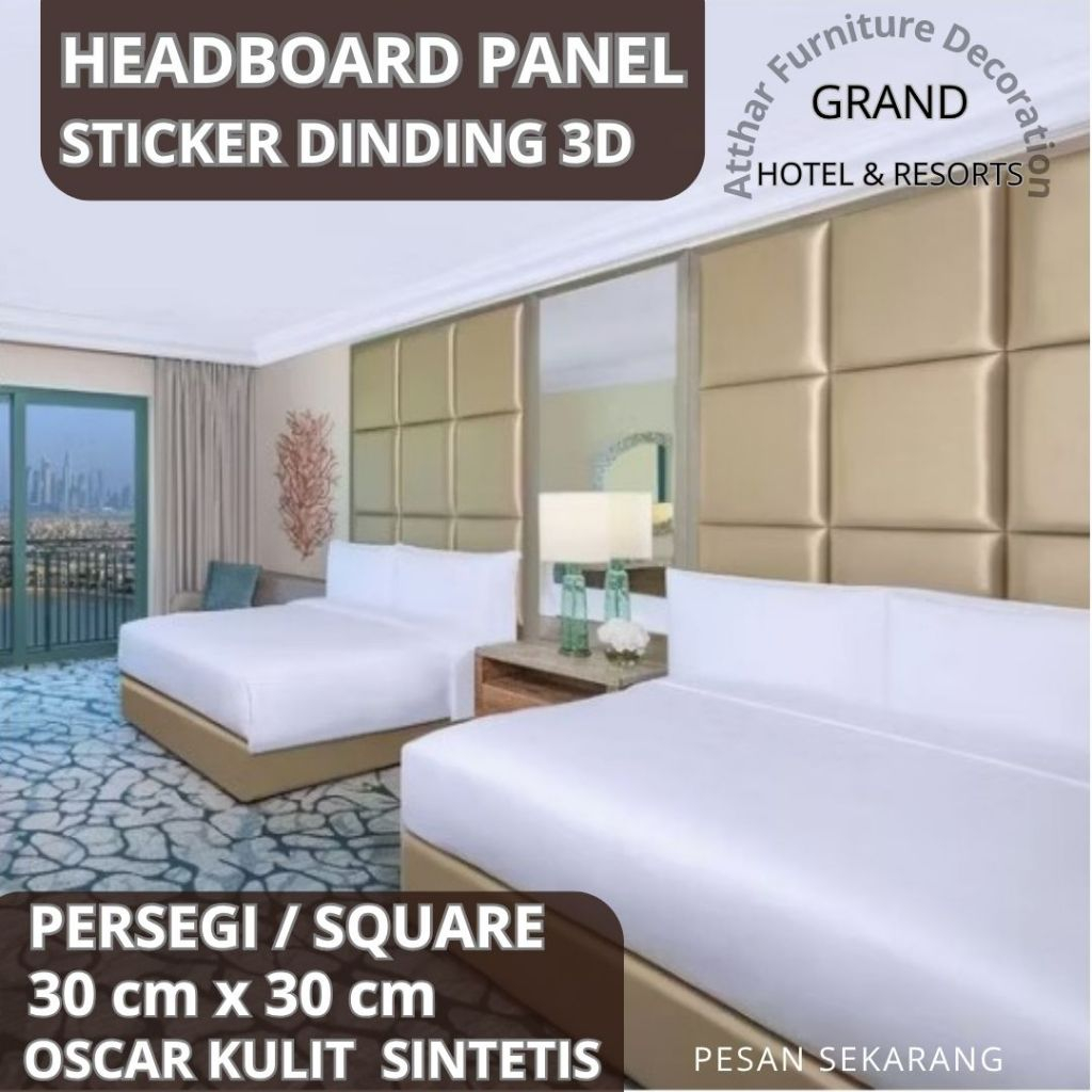 Jual Athar Furniture Grand Headboard Panel Stiker Dinding 3D Persegi ...