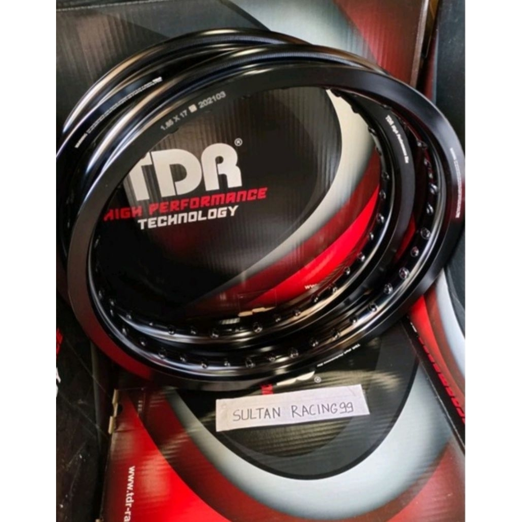 Jual Velg TDR W Shape 1 Set 140,160,185 Ring 17 Hitam glossy black ...
