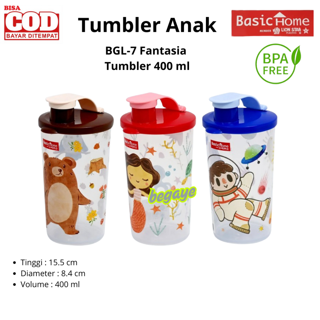 Jual Basic Home Tumbler Anak BGL-7 Fantasia Tumbler 400 ml | Shopee ...