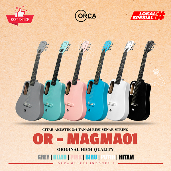 Jual ORCA Gitar Akustik 3/4 OR - MAGMA01 Tanam Besi Senar String Guitar ...