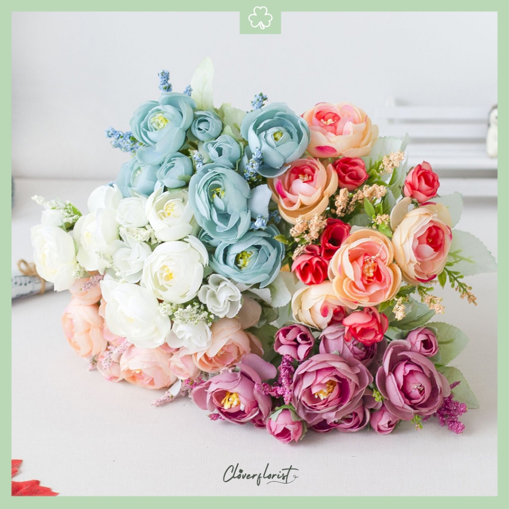 Jual Bunga Artificial Rose Mawar Buket 5 Cabang Bunga Mawar Hiasan ...