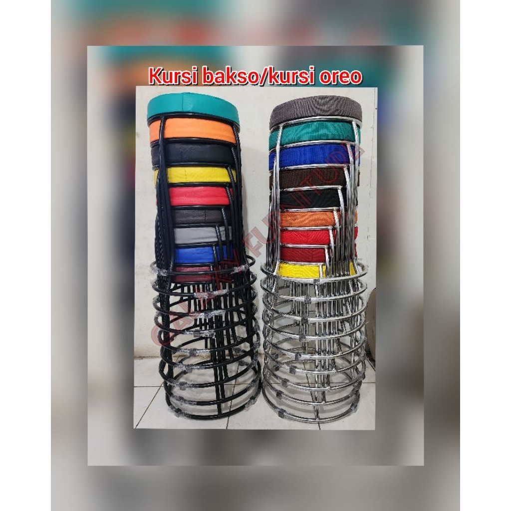 Jual kursi bakso kerangka crome/kursi oreo/kursi bulat/kursi cafe/kursi ...