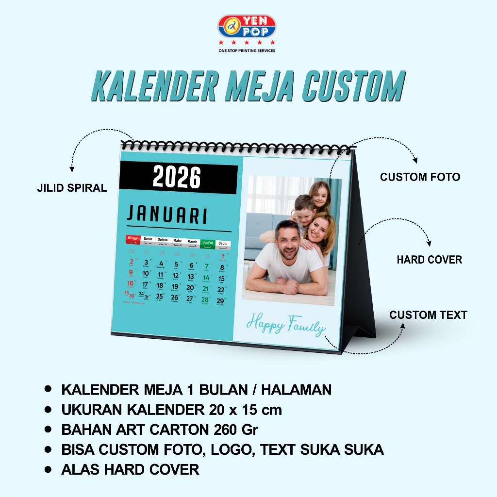 Jual Kalender Meja Custom 2026 Uk. A5 - 7 Lembar ( Custom Nama & Foto ...