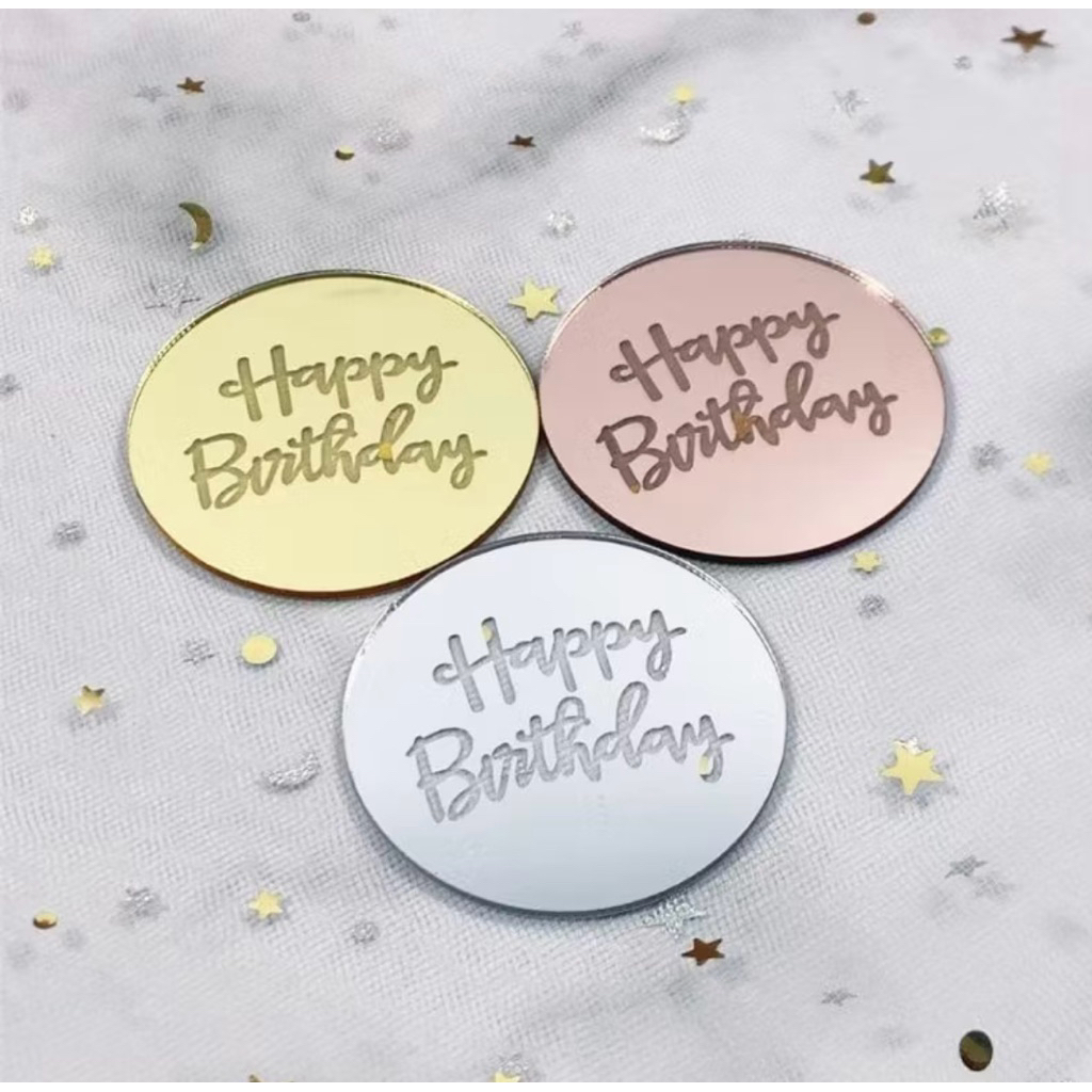 Jual TOPPER HBD BULAT AKRILIK MINI HIASAN / DEKORASI KUE ULANG TAHUN ...