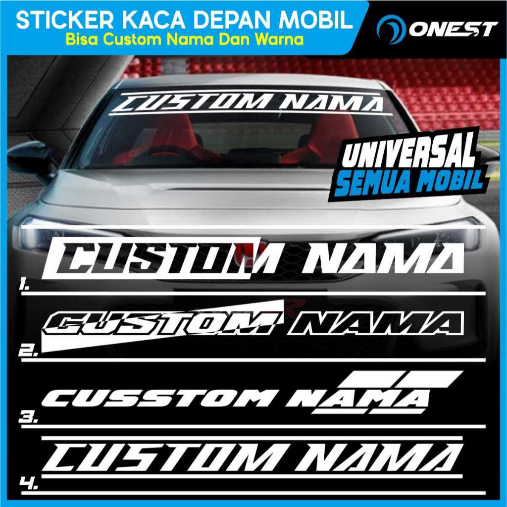Jual Stiker Nama Tulisan Custom Mobil Kaca Depan V3 Cutting Sticker ...