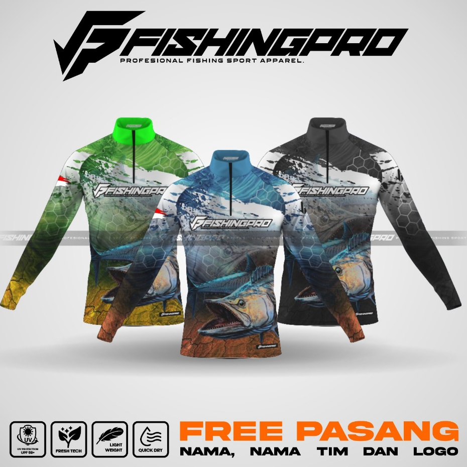 Jual Jersey Mancing Baju Fishingpro Laut/Sungai/Kolam Tenggiri Mackerel ...