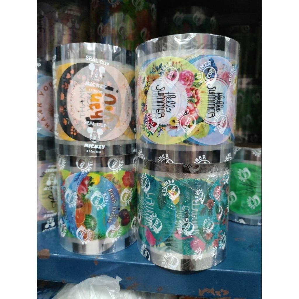 Jual Plastik Lid Seal Cup Kartun-Buahan-Drink-Summer party-DaunTeh ...
