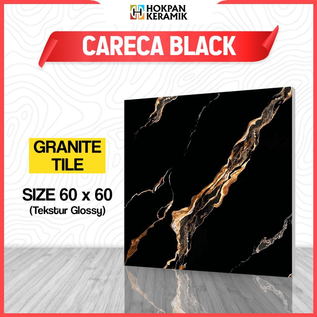 Jual Granite Lantai Motif Hitam Corak Petir Emas Careca Black 60X60 ...