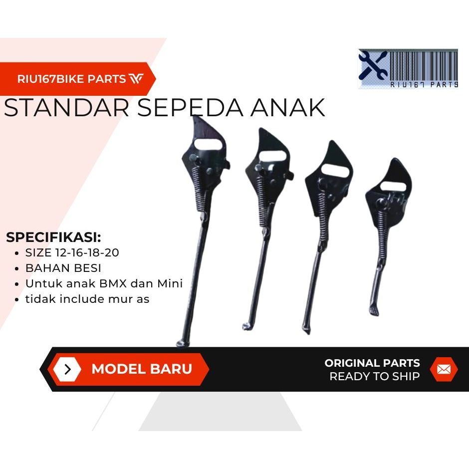 Jual STANDAR SEPEDA size 12-16-18-20 HItam untuk sepeda anak bmx dan ...