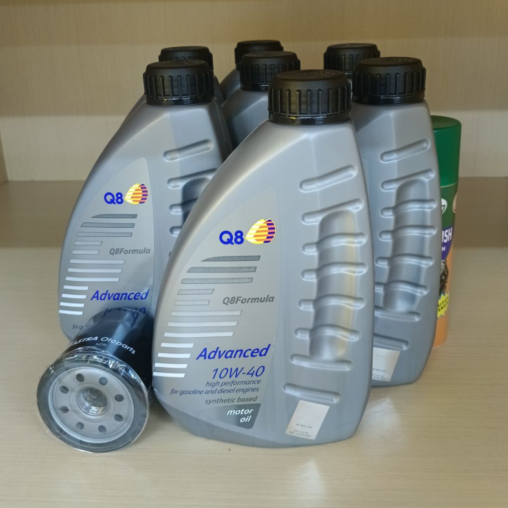 Jual Paket Oli Mesin Q8 Advanced 10W-40 Mobil Bensin 5000KM | Shopee ...