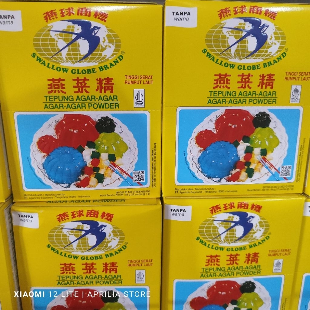 Jual 1 Dus Agar-agar Swallow Globe @7gr Hijau/Merah/Coklat/Tanpa Warna ...