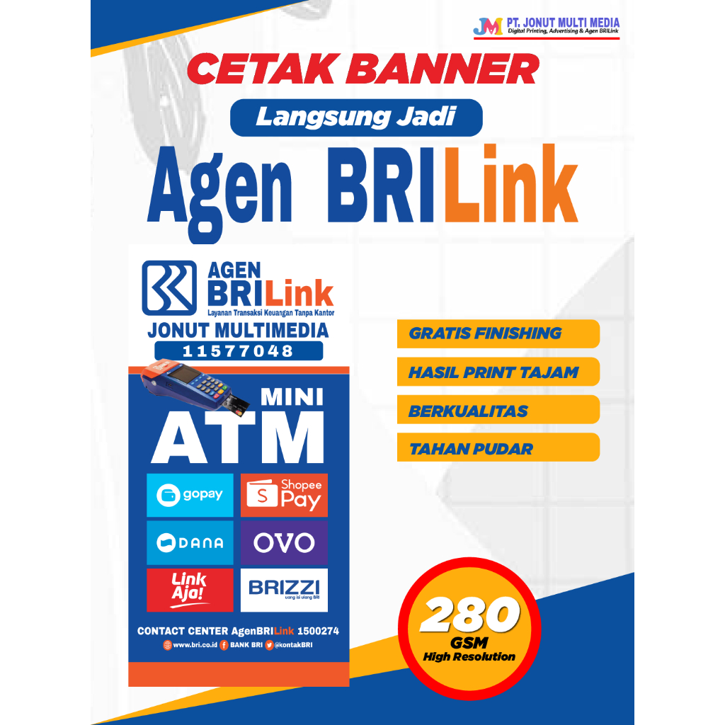 Jual Spanduk / Banner / MMT Agen BRILINK Terbaru Termurah 60 X 120 CM ...