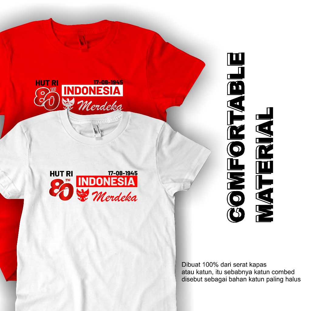 Jual Kaos Baju Hut RI Ke 80 kemerdekaan Tahun 2025 Anak Dewasa Lengan Panjang Pendek Custom ...