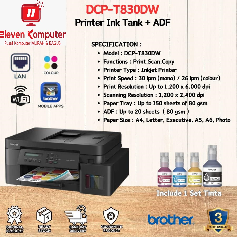 Jual Printer BROTHER DCP T830DW Printer Ink Tank All-In-One A4 Colour Multifunction T830 Duplex ...
