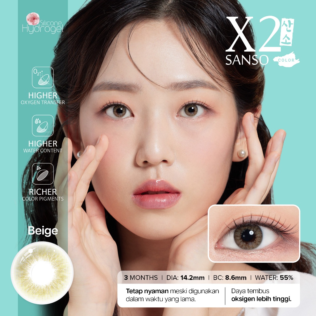 Jual X2 Sanso Softlens - Beige Brown - Soflens Cokelat Diameter 14.2mm ...