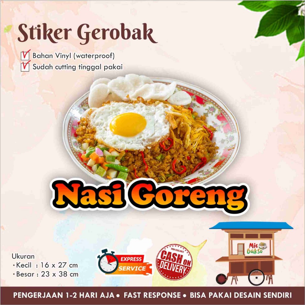 Jual STIKER KACA GEROBAK VINYL NASI GORENG / LABEL MAKANAN | Shopee ...