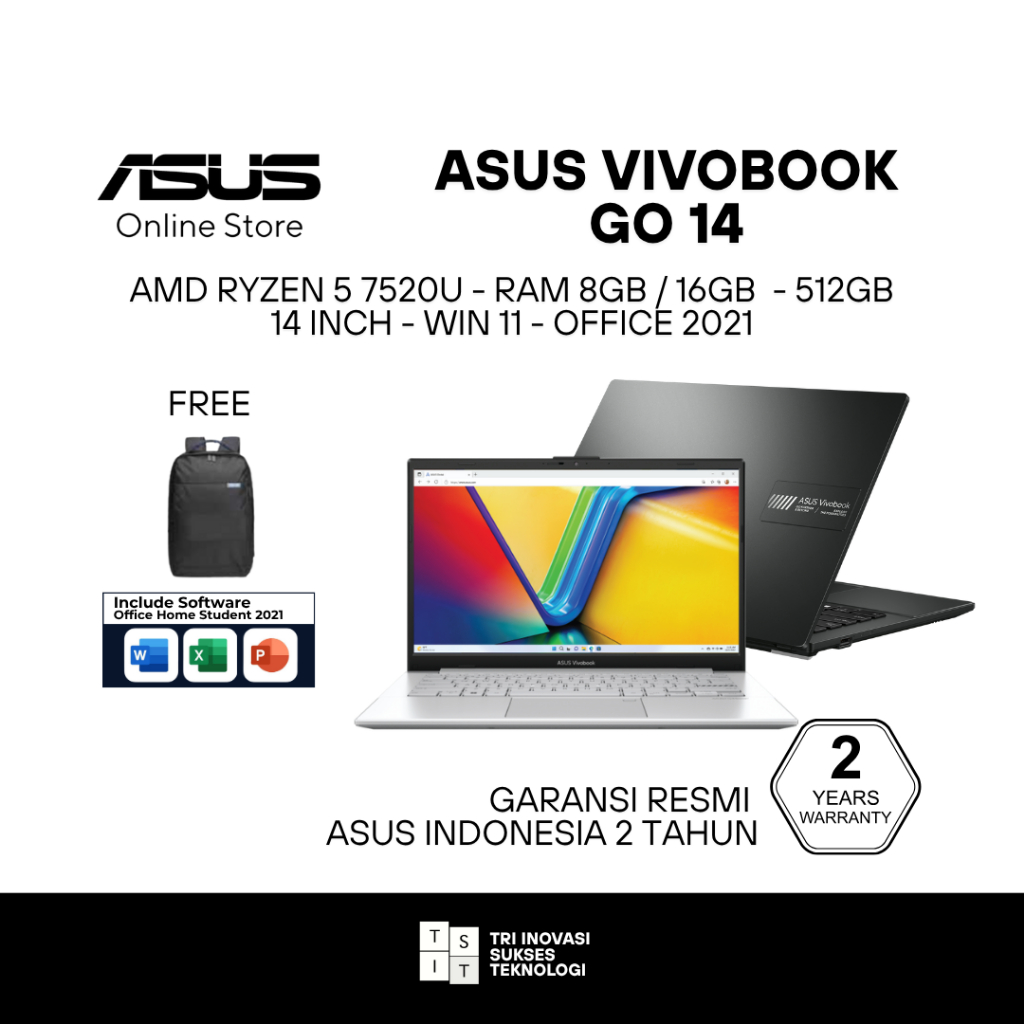Jual ASUS Vivobook Go 14 E1404FA Ryzen 5 7520U Ram 8GB/16GB 512GB ...