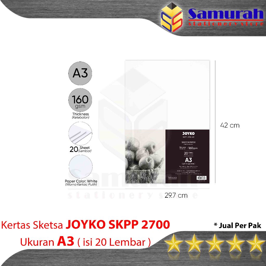 Jual Kertas Gambar Sketsa Lembar A3 Joyko SKPP 2700 / Sketch Paper ...