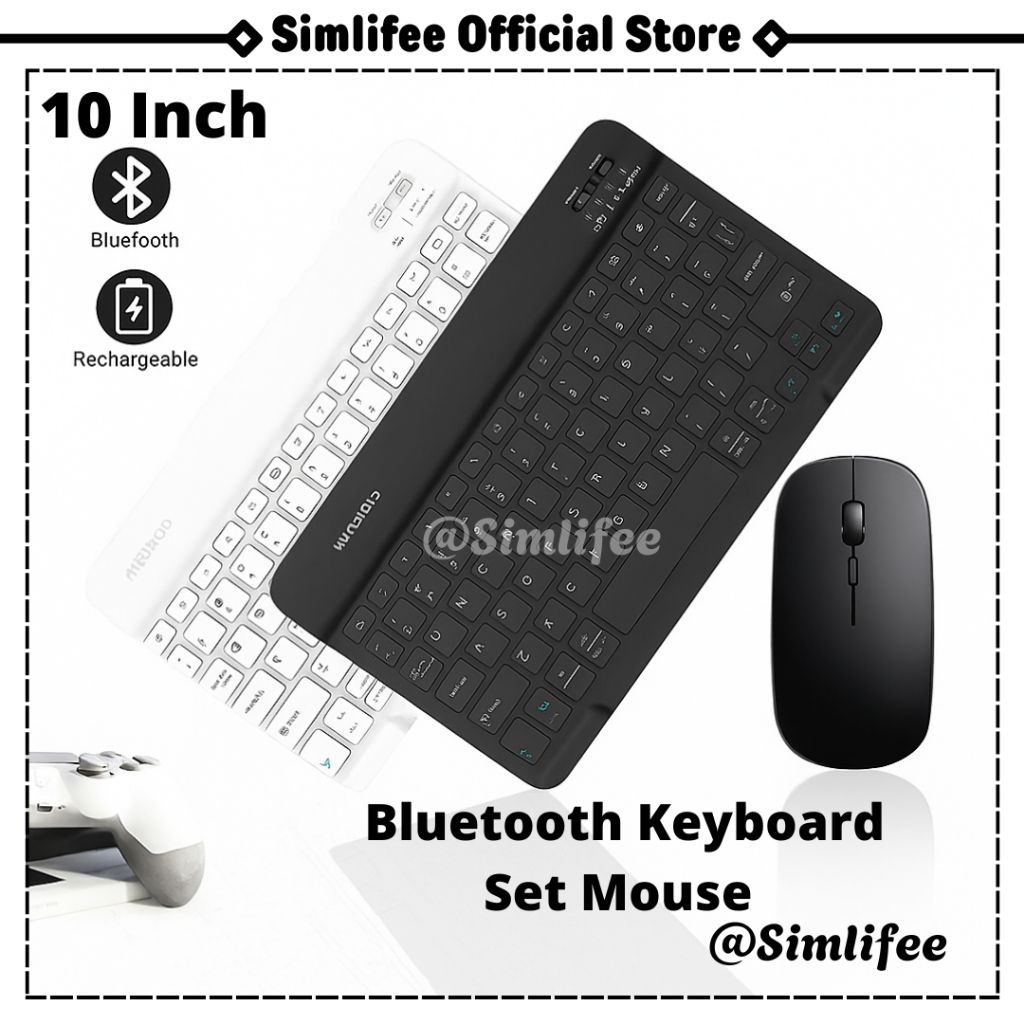 Jual 10 Inch Keyboard Bluetooth dan Mouse Wireless Lightweight Portable ...