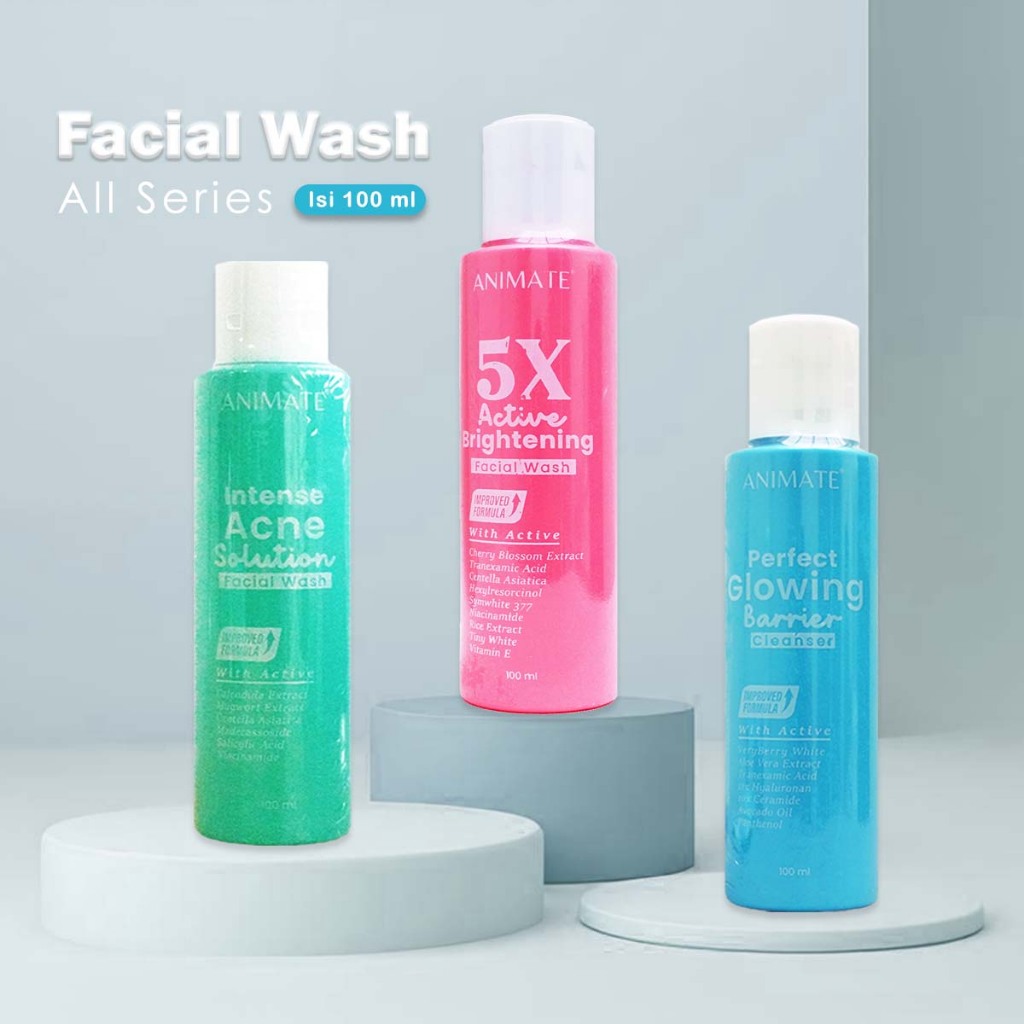 Jual Animate Whitening / Acne Solution / Glowing Barrier Facial Wash ...