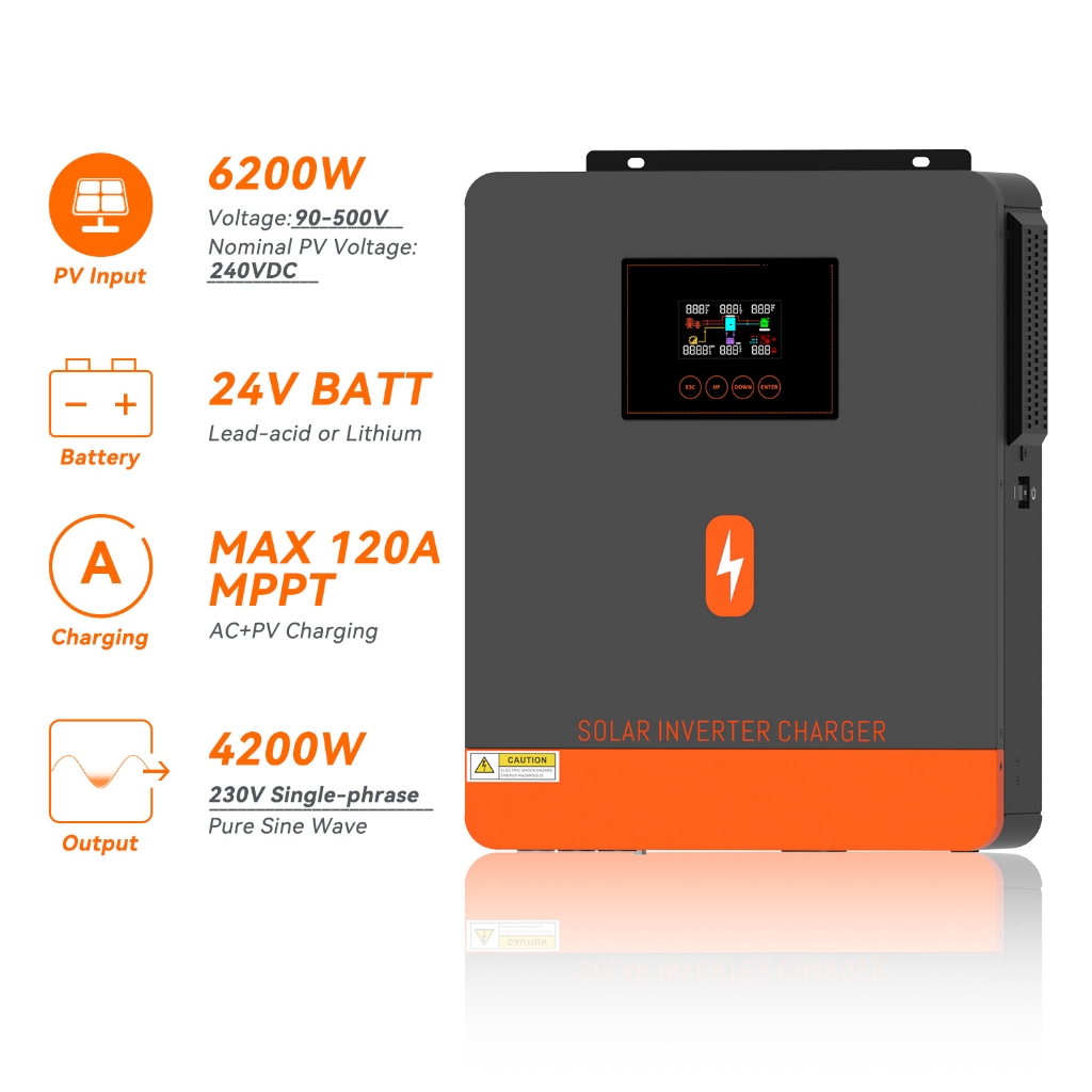 Jual PowMr 4.2kw On-grid/Off-grid hybrid inverter 24Vdc 230Vac PV Panel ...