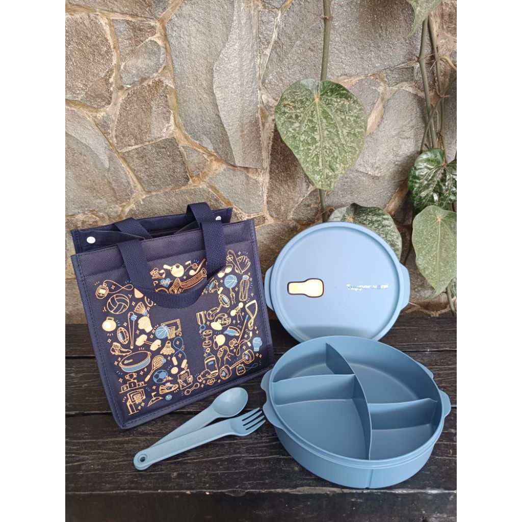 Jual Paket Lunch Box + Cutlery + Tas Fit To Go Biru Tupperware | Shopee ...