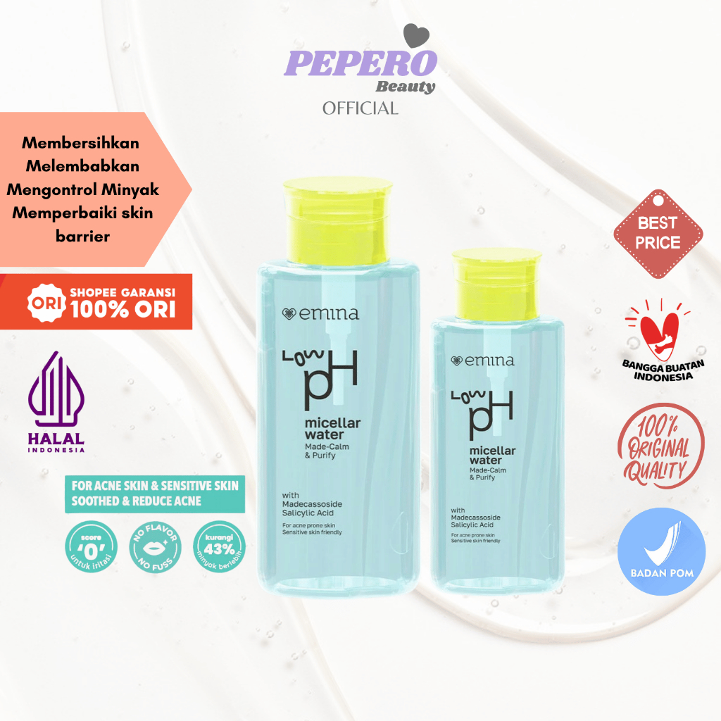 Jual EMINA Low pH Micellar Water Made-Calm & Purify - 125ml & 300ml ...