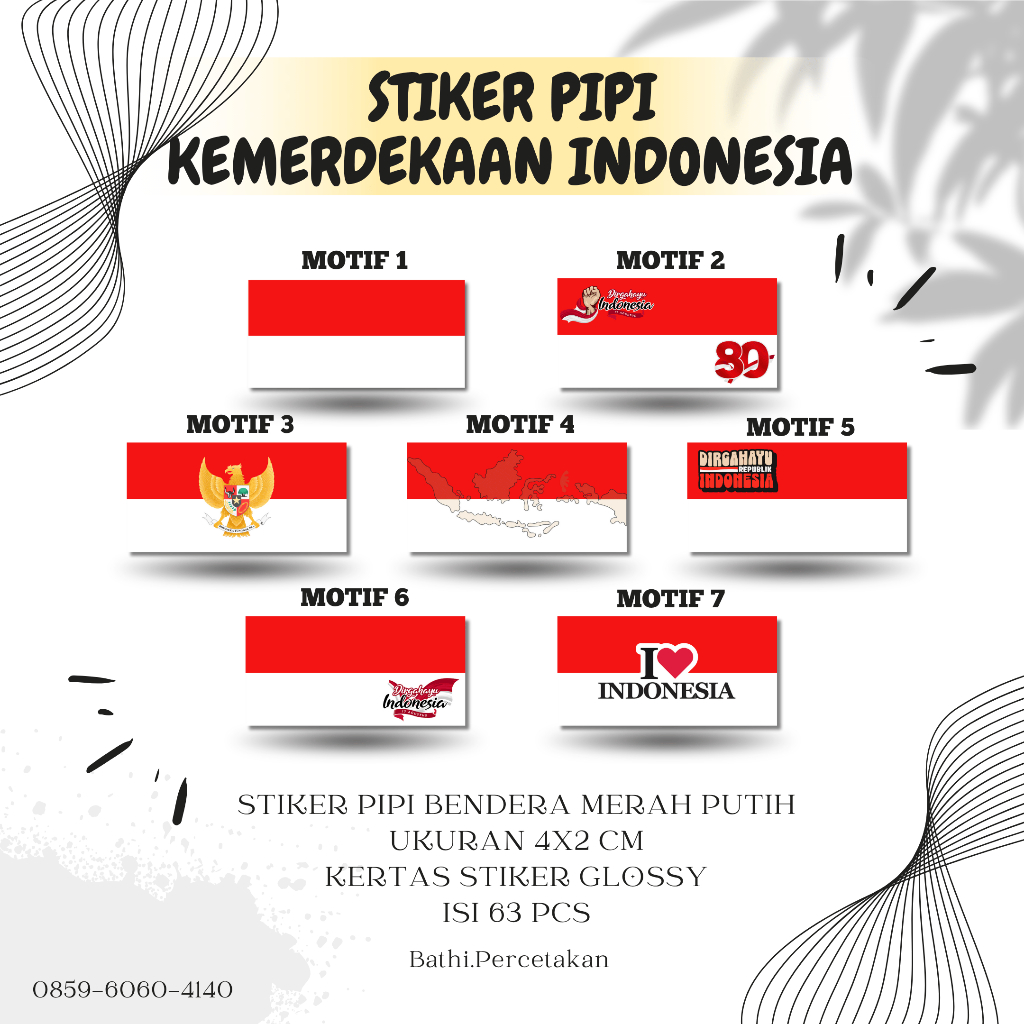 Jual (63 PCS) 4x2 cm STIKER PIPI BENDERA MERAH PUTIH - STIKER PIPI ...