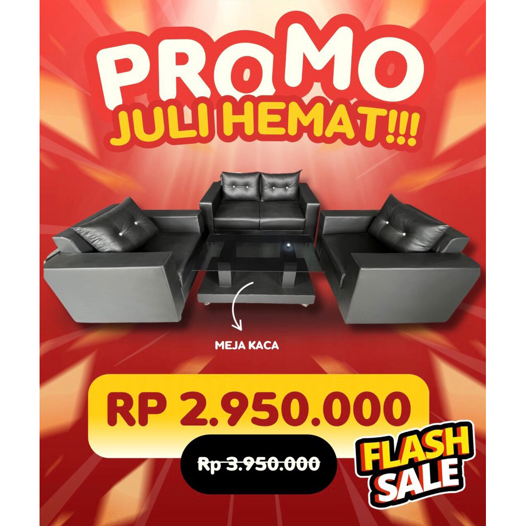 Jual SOFA TAMU 211 MINIMALIS HITAM OSCAR SET MEJA KACA | Shopee Indonesia