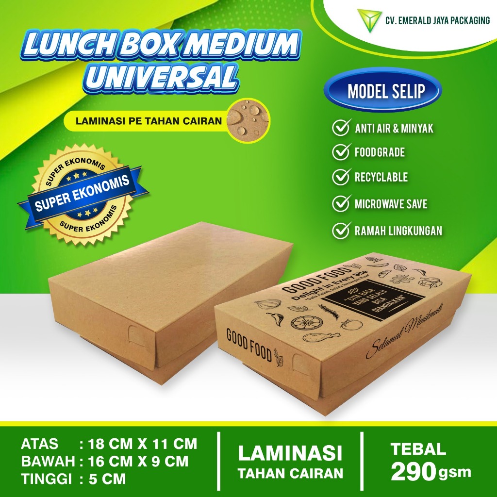 Jual Lunch Box Paper Size M Laminasi | Anti Minyak & Anti Bocor - Model ...