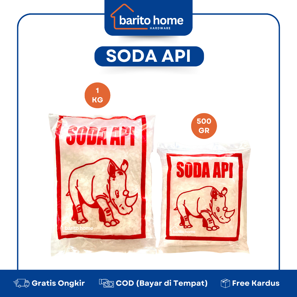 Jual Soda Api Cap Badak Ukuran 500 Gram 1 Kg Obat Bubuk Anti Sumbat ...