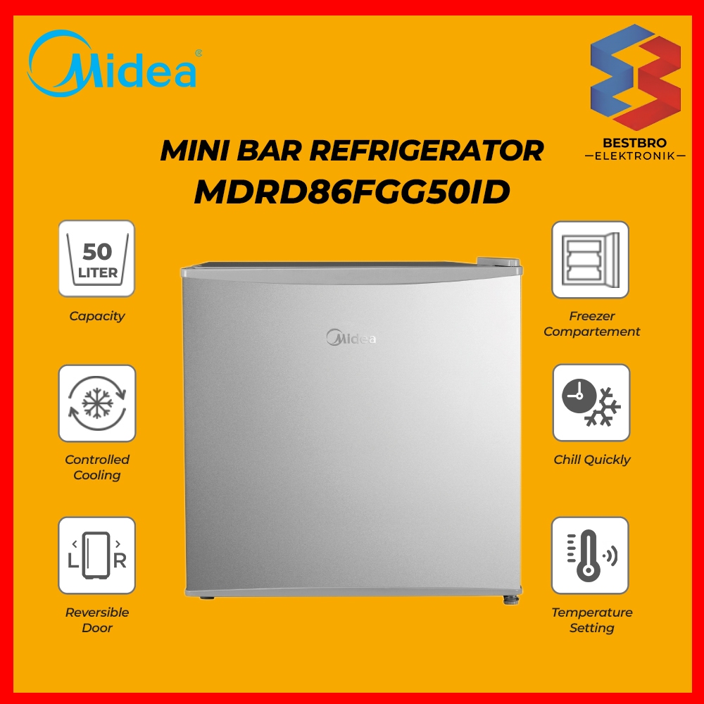 Jual Midea Kulkas Mini Bar MDRD86FGG50ID Kapasitas 50 Liter Mini Bar ...