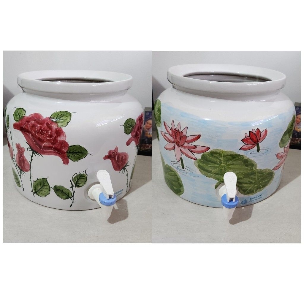 Jual Guci Keramik Galon Air Trisensa Motif Lukis Ukir / Guci Galon Air ...