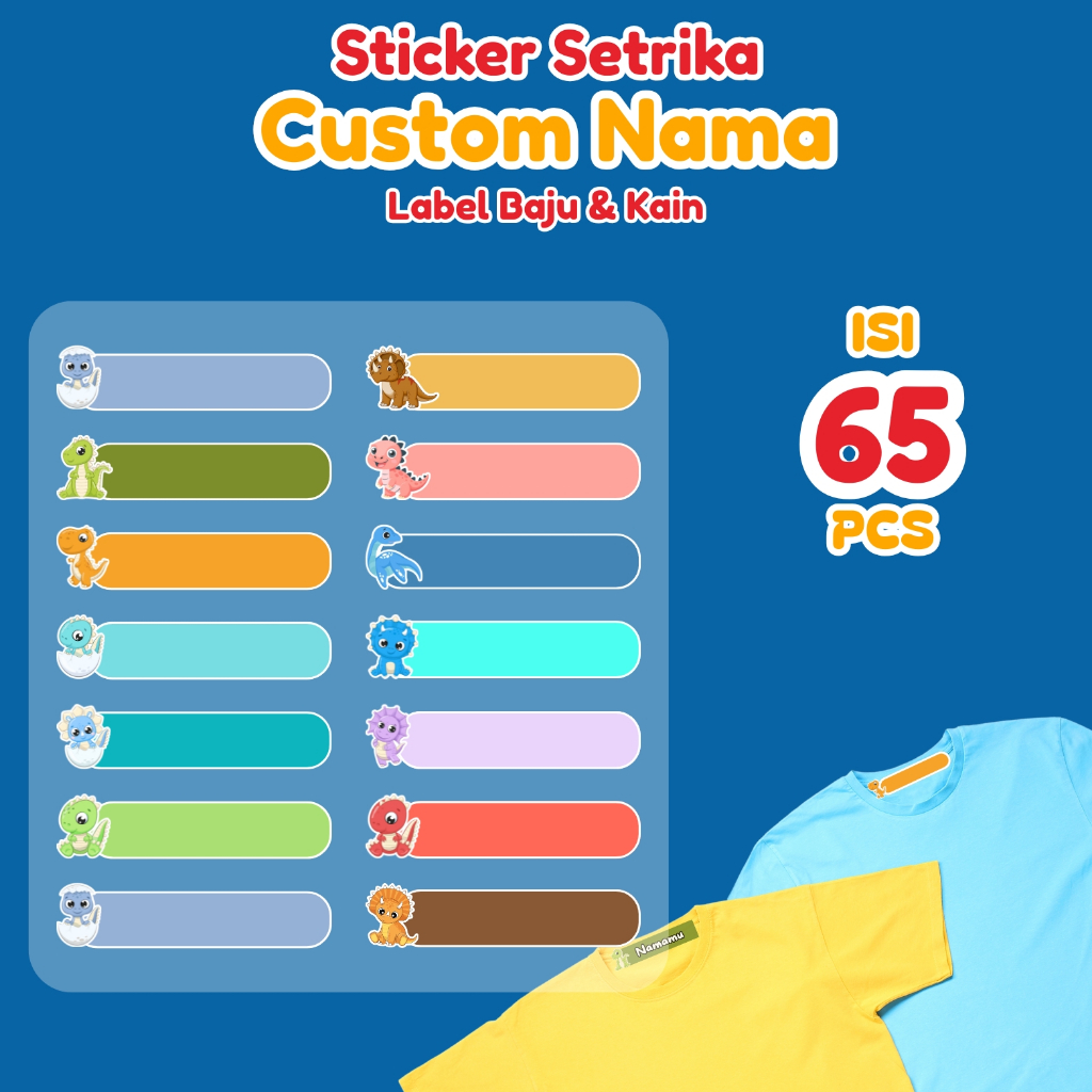 Jual 65PCS Label Nama Baju Kain Sablon Setrika Sehari Jadi Sticker DTF ...