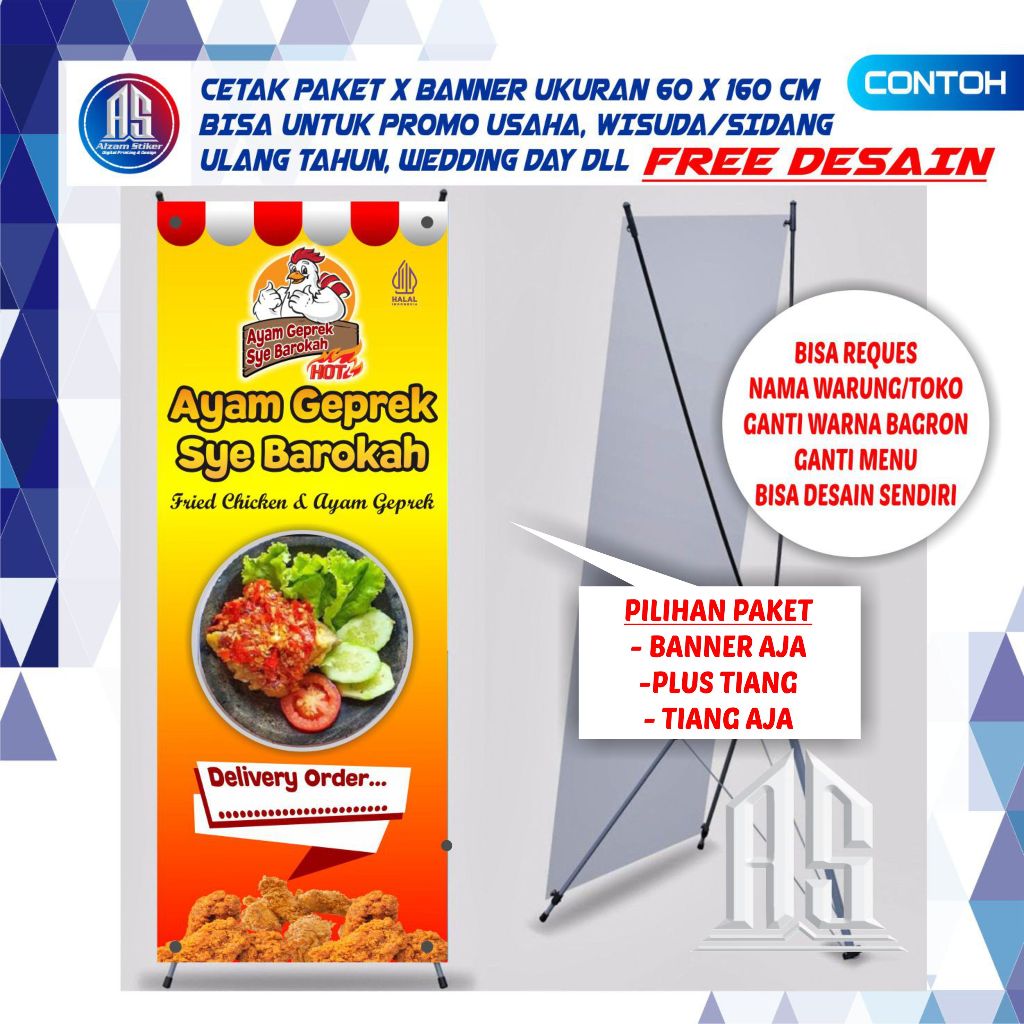 Jual Bisa COD / Banner Ayam Geprek / Spanduk Ayam Geprek Custom Free ...
