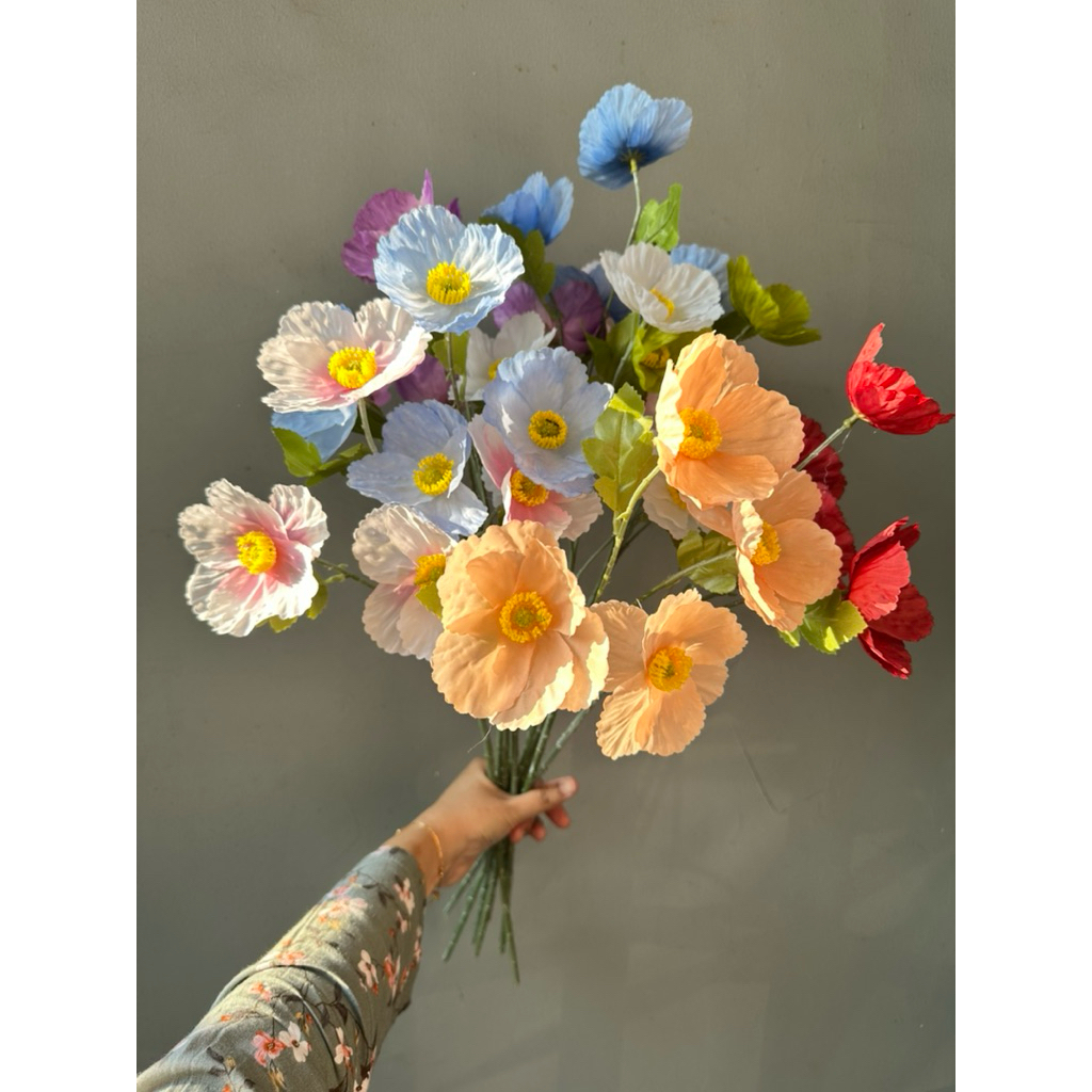 Jual BUNGA ARTIFICIAL POPPY SPRAY 4 CABANG BUNGA HIAS ARTFICIAL BUNGA ...