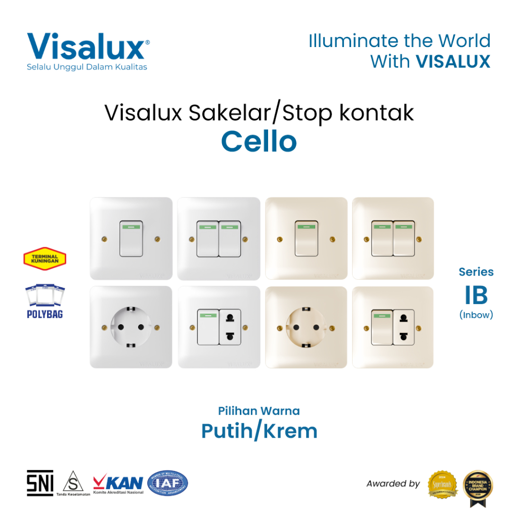 Jual Visalux Saklar Engkel Seri Cello Inbow Warna Putih / Cream - 1G 2G / Stop Kontak Sakelar ...