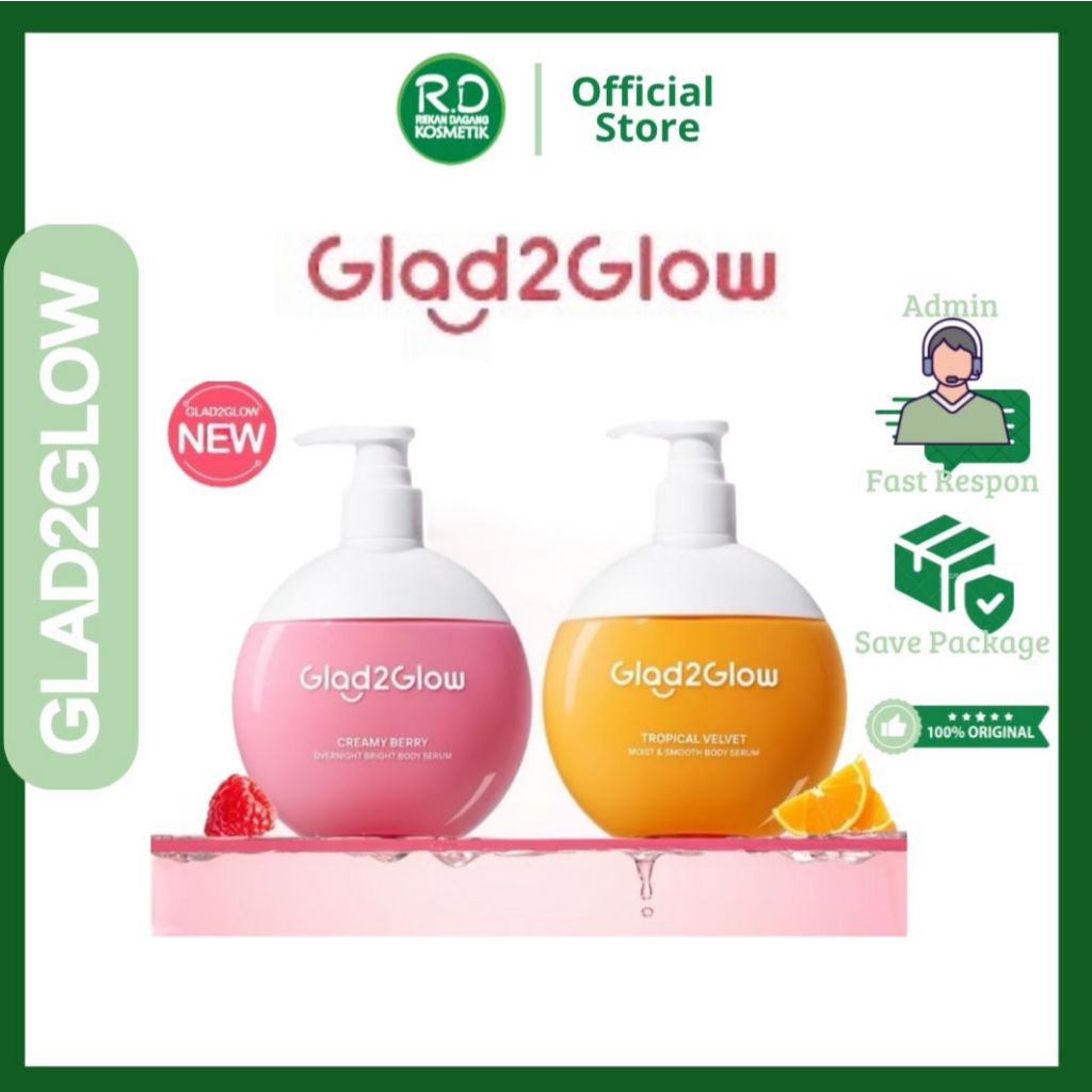 Jual Glad2Glow Creamy Berry Overnight Bright Body Serum 300ml | Body ...