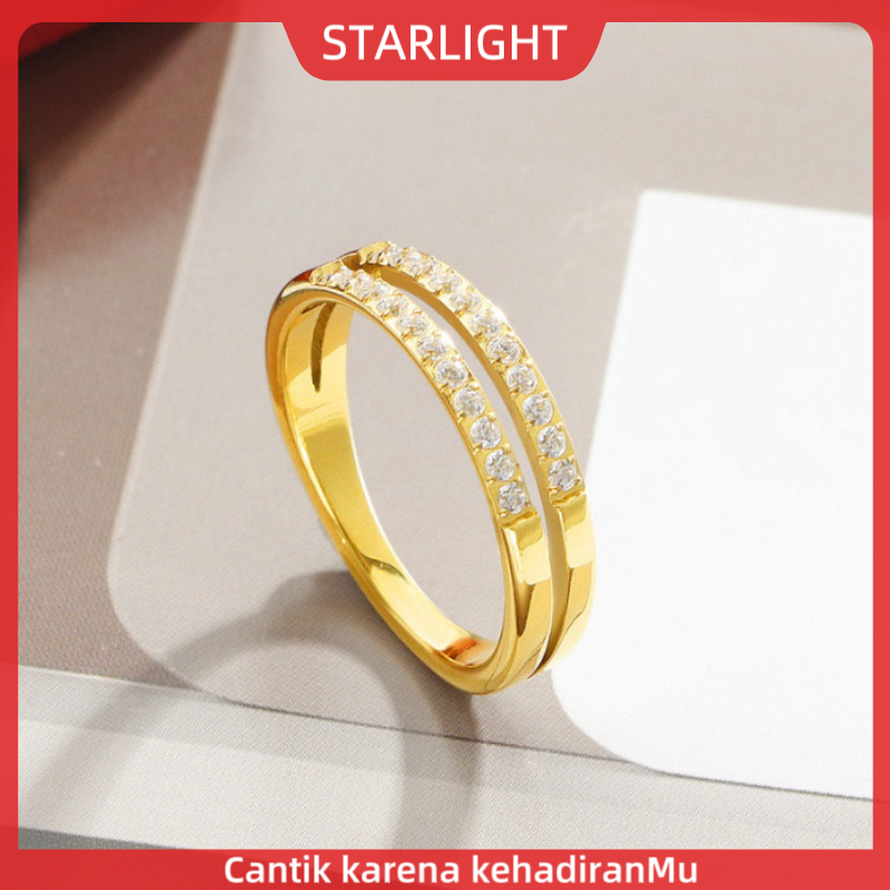 Jual C141 Cincin Titanium With 18K Gold Plating | Shopee Indonesia