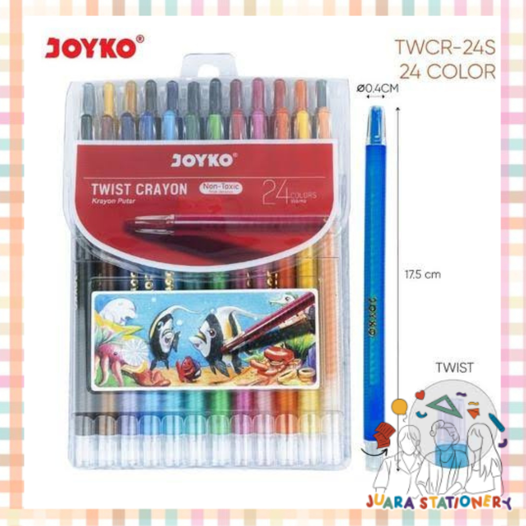 Jual (3203) Crayon Putar Joyko 24 Warna Panjang / Krayon crayon anak ...