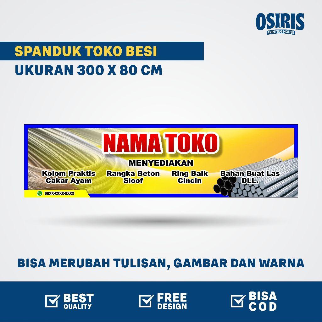 Jual CETAK SPANDUK/BANNER TOKO BESI - UKURAN 300 X 80 CM | Shopee Indonesia