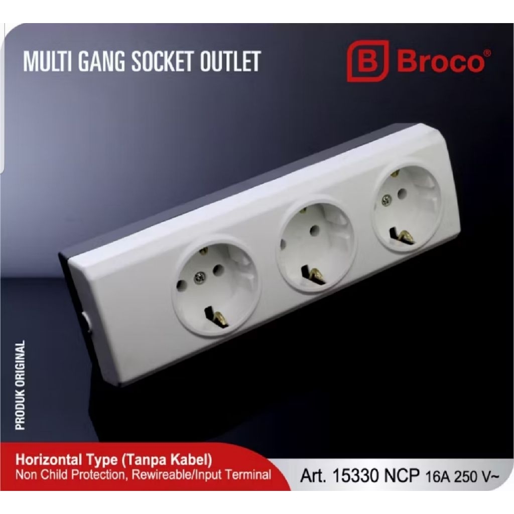 Jual Stop Kontak Arde OB Broco 3 Lubang 15330 - Non CP | Shopee Indonesia