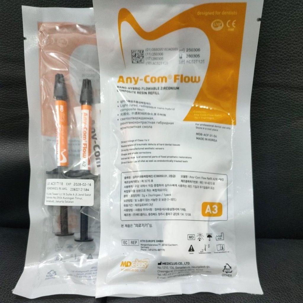 Jual Flowable composite Tambalan Gigi Nano Flowable isi 2 syringe ANY ...