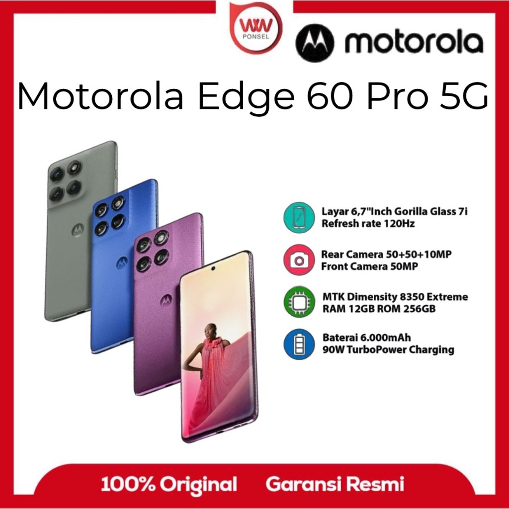 Jual Hp Motorola Edge 60 Pro 5G Ram 12GB Internal 256GB Garansi Resmi ...