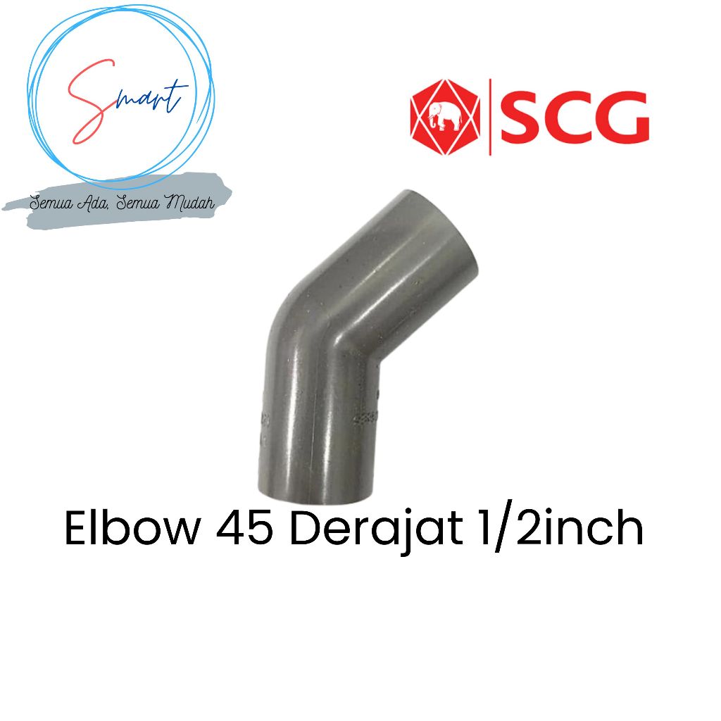 Jual SCG Elbow AW 45 derajat 1/2 Inch Knee Sambungan Fitting Pipa PVC 1 ...